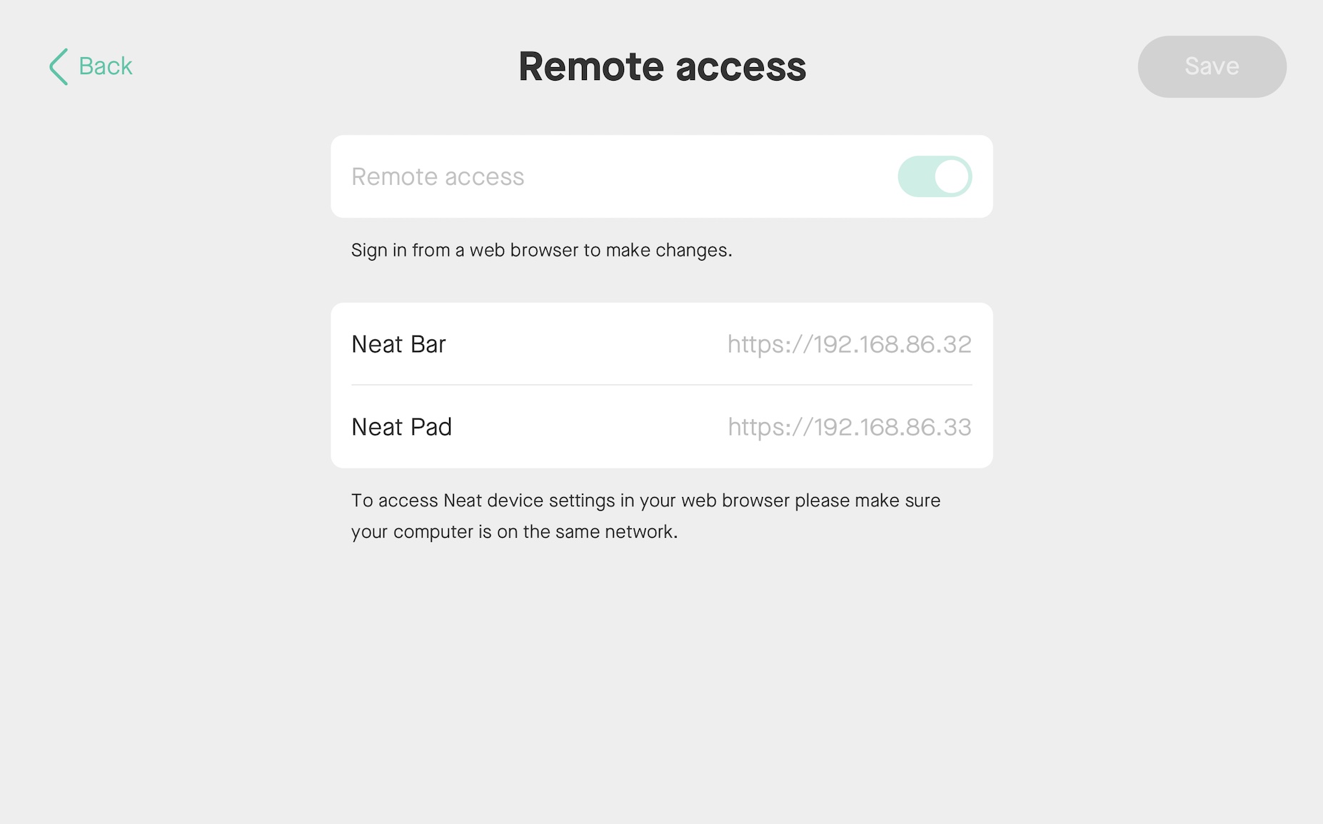 How to Enable Remote Access on Neat Devices - Neat Support