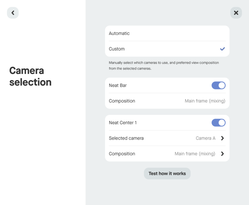 Camera Framing Options for Neat Center - Neat Support