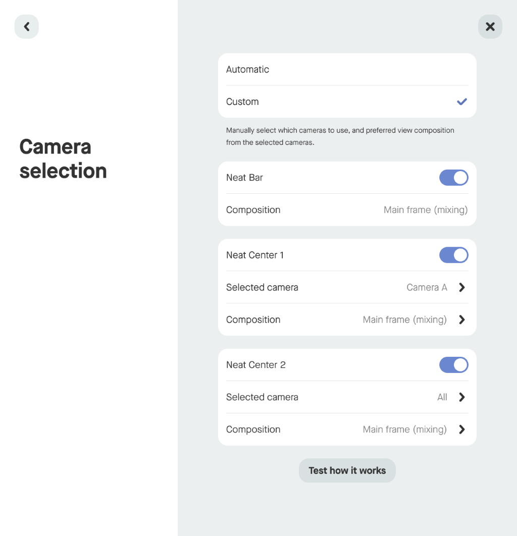 Camera Framing Options for Neat Center - Neat Support